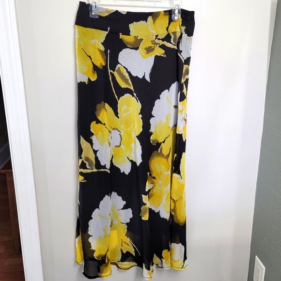 Cato | Skirts | Cato Yellow Floral Flowy Maxi Skirt Size 8 | Poshmark